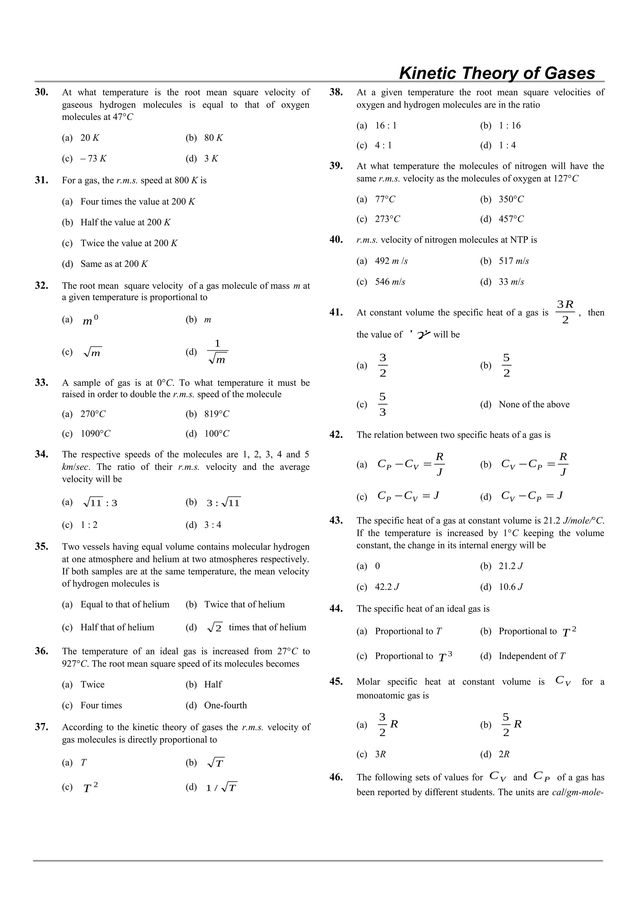 Kinetic THEORY OF GASES | PDF