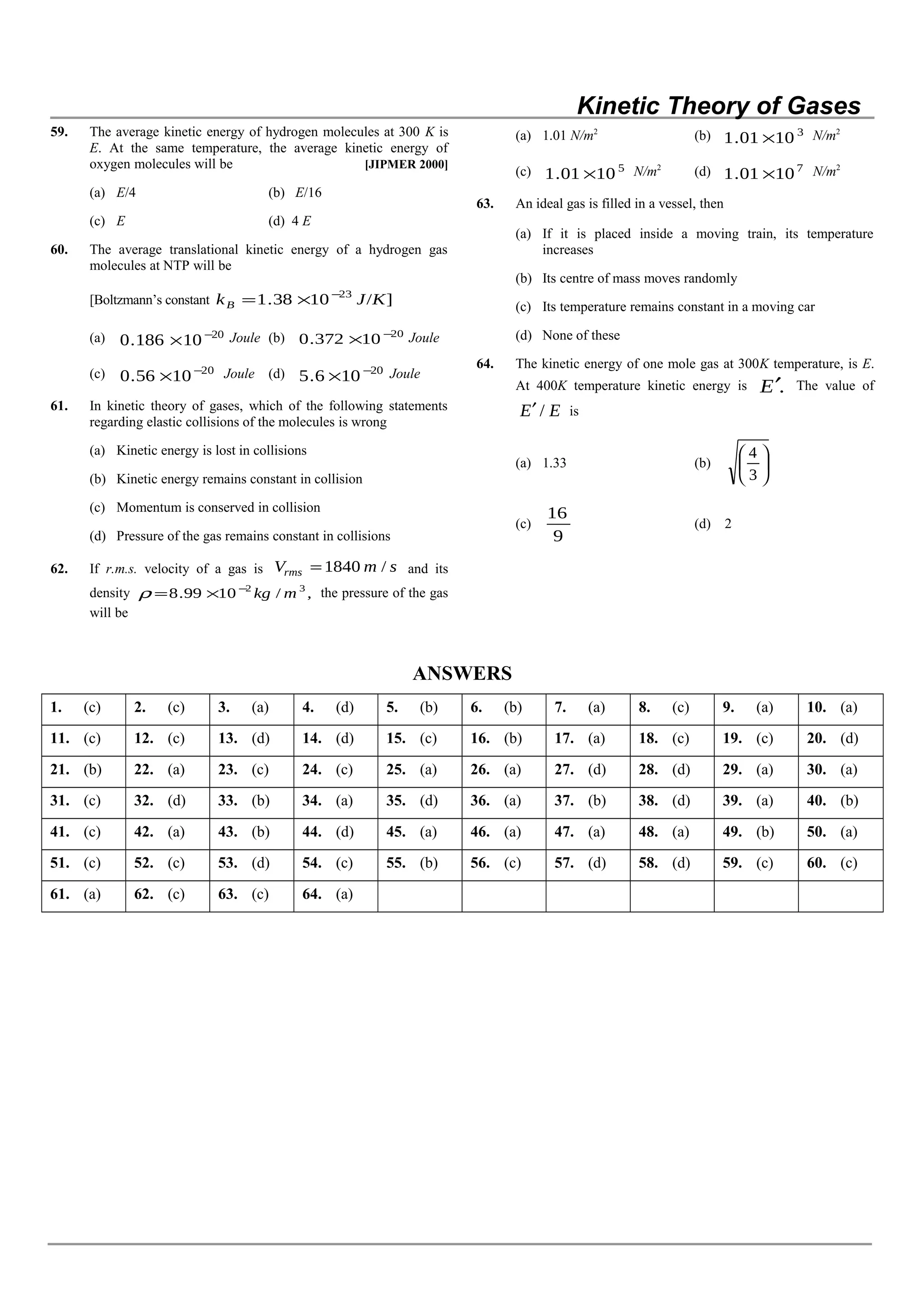 Kinetic THEORY OF GASES | PDF