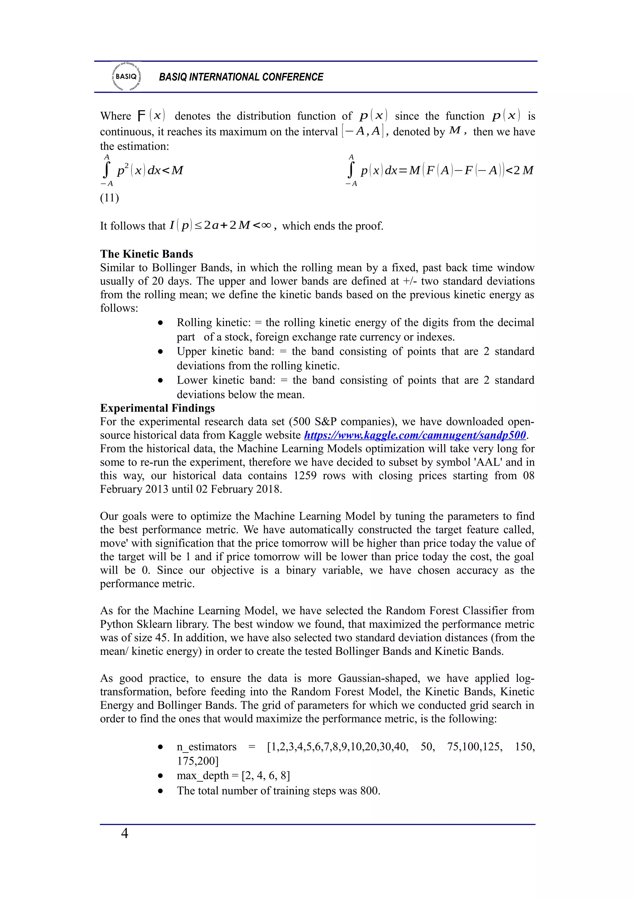 Kinetic bands versus Bollinger Bands | PDF