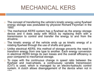 Kinetic Energy Recovery System (KERS) | PPTX