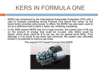 Kinetic Energy Recovery System (KERS) | PPTX