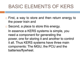 Kinetic Energy Recovery System (KERS) | PPTX