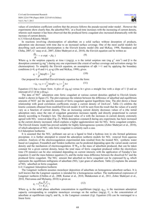 Kinetic modelling of nitrate removal from aqueous solution during ...