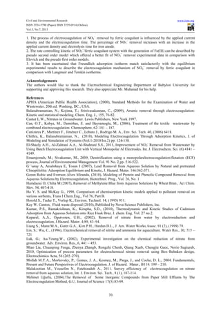 Kinetic modelling of nitrate removal from aqueous solution during ...