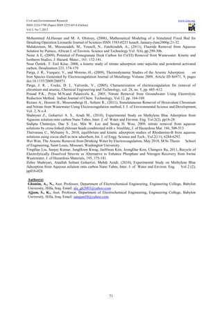 Kinetic modelling of nitrate removal from aqueous solution during ...