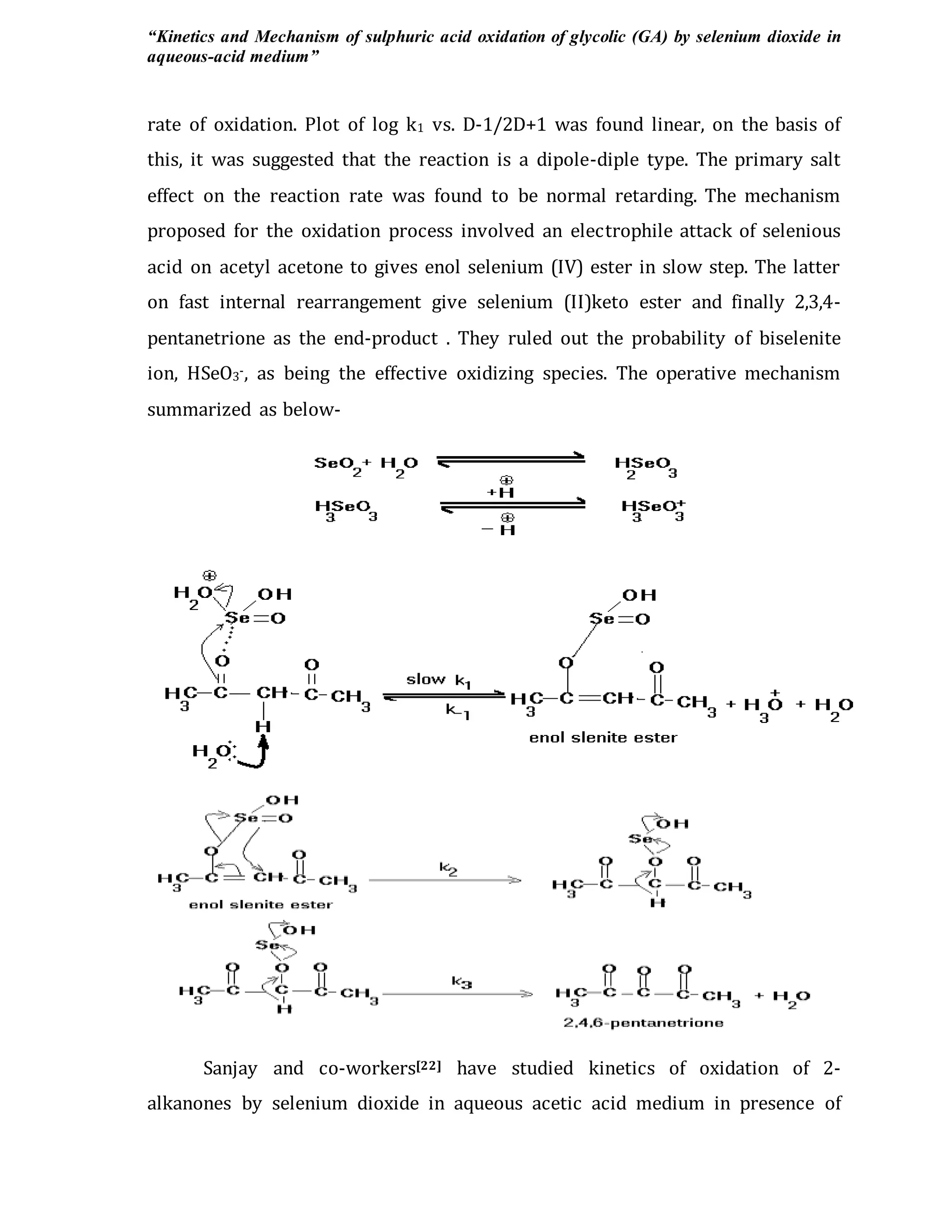 “Kinetics and mechanism of sulphuric acid oxidation of glycolic (ga) by ...
