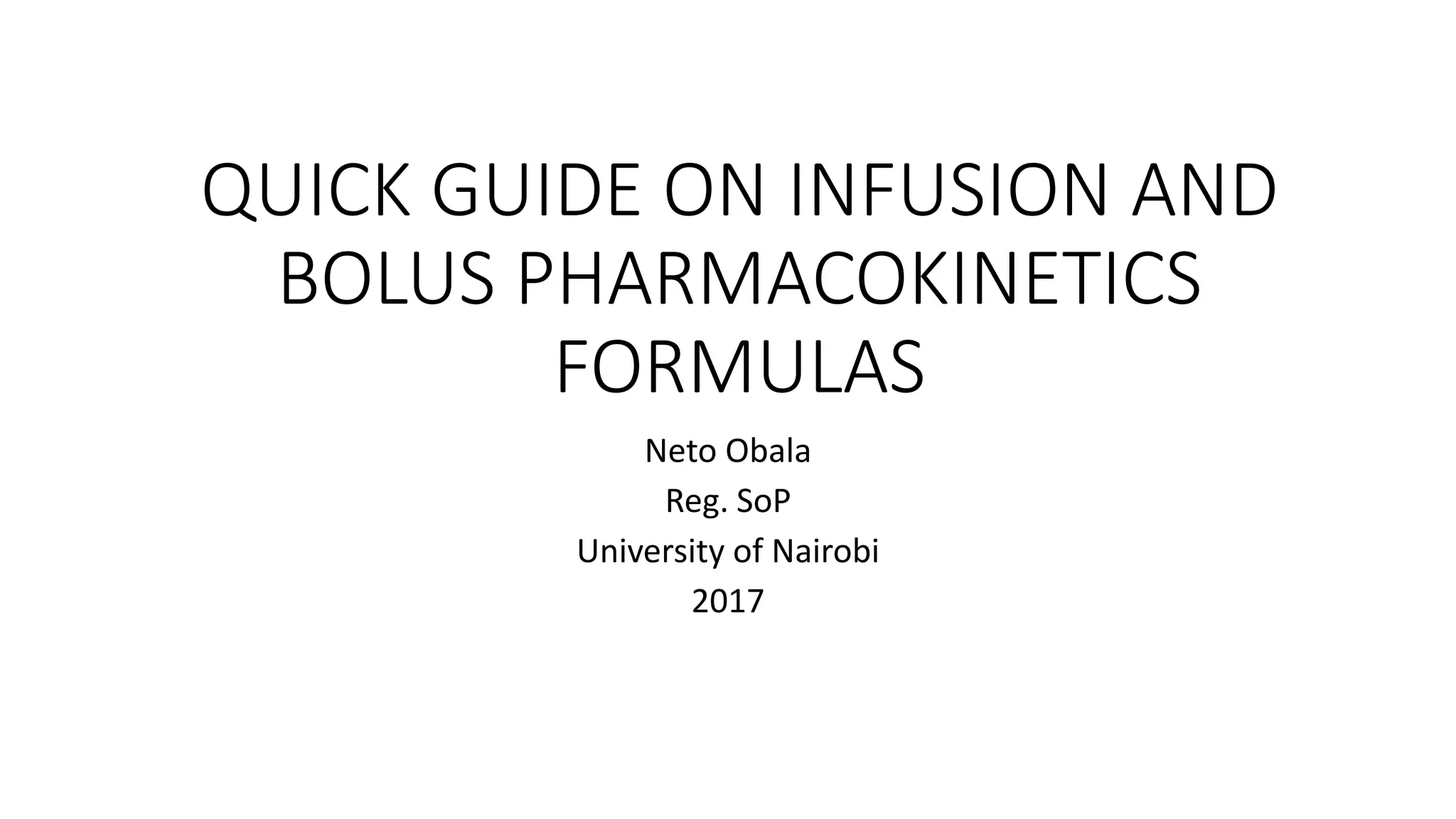 Pharmacokinetics iv formulas | PPT