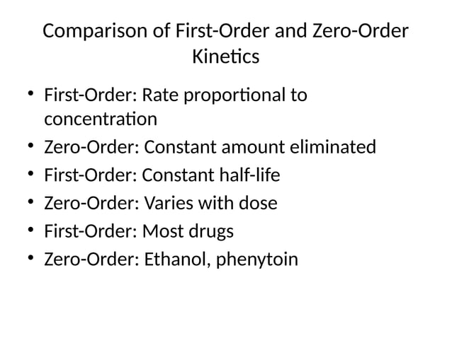 Kinetics of Elimination – First-Order and Zero-Order Kinetics | PPT