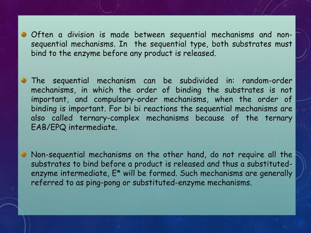Kinetics of multi substrate enzyme catalyzed reaction | PPTX | Chemistry | Science