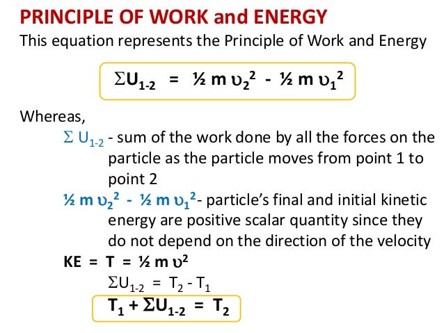 Kinetics of particles work and energy