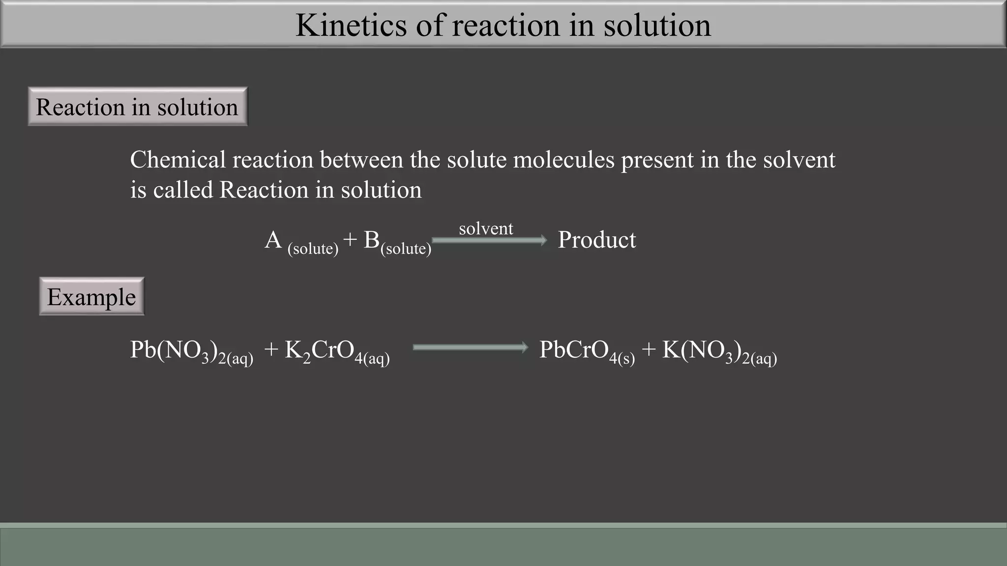 Kinetics of solution in reaction | PPTX