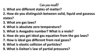 CLASS XII PHYSICS Chapter 13 - Kinetic theory of gases and radiation | PPTX