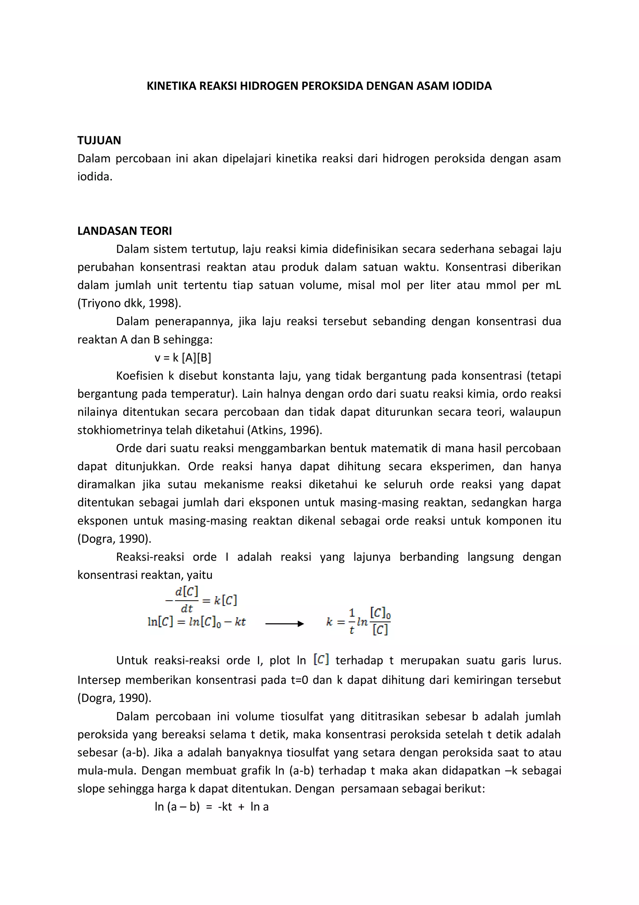 Kinetika reaksi hidrogen peroksida dengan asam iodida (repaired ...