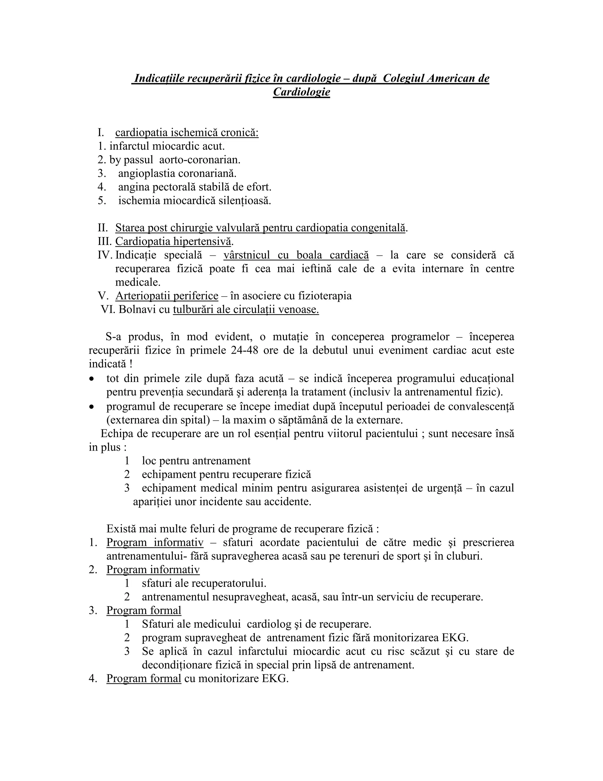 Kinetoterapie in afectiuni cardiovasculare | PDF