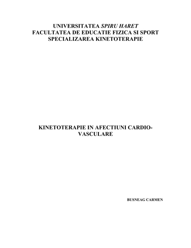 Kinetoterapie in afectiuni cardiovasculare | PDF