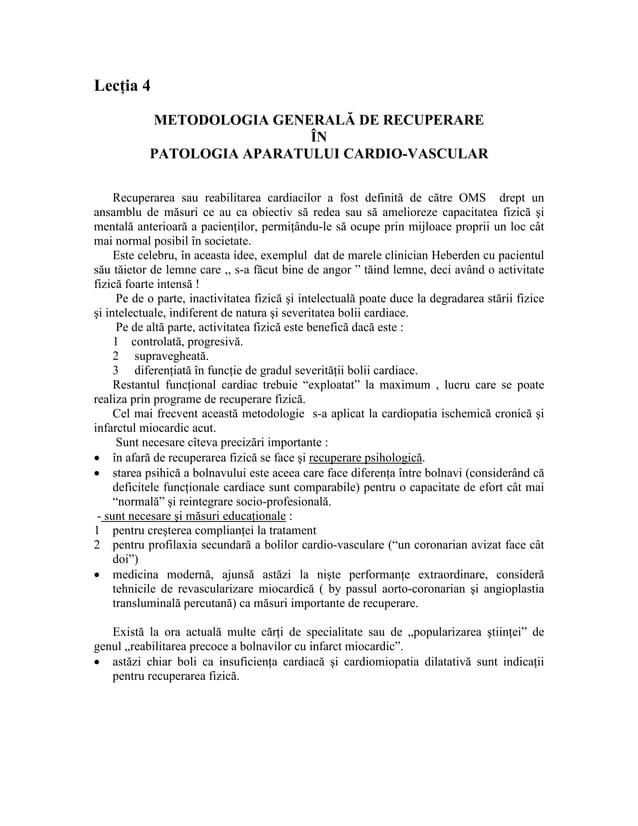 Kinetoterapie in afectiuni cardiovasculare | PDF