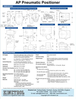 Kinetrol AP Pneumatic Positioner | PDF