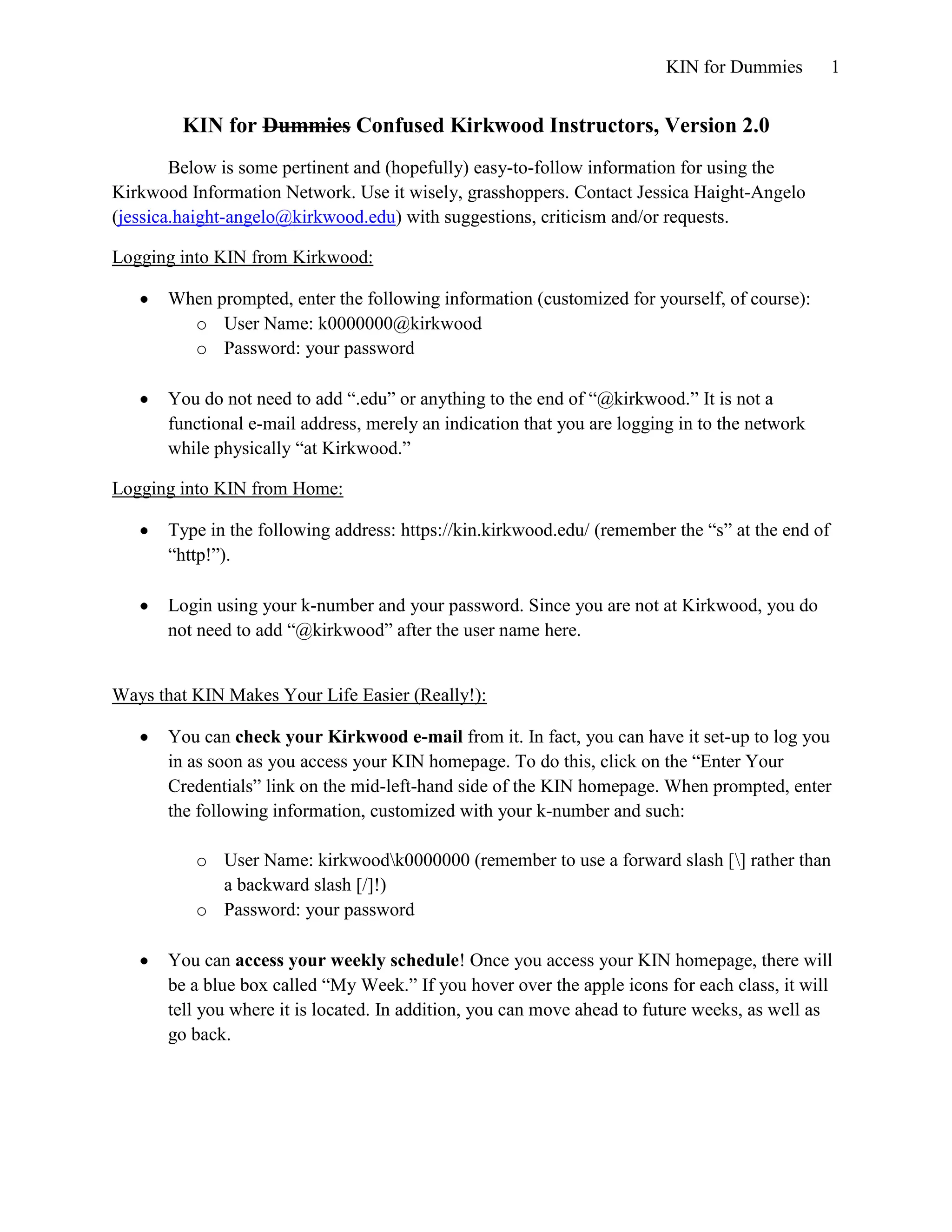 KIN for Dummies | DOCX