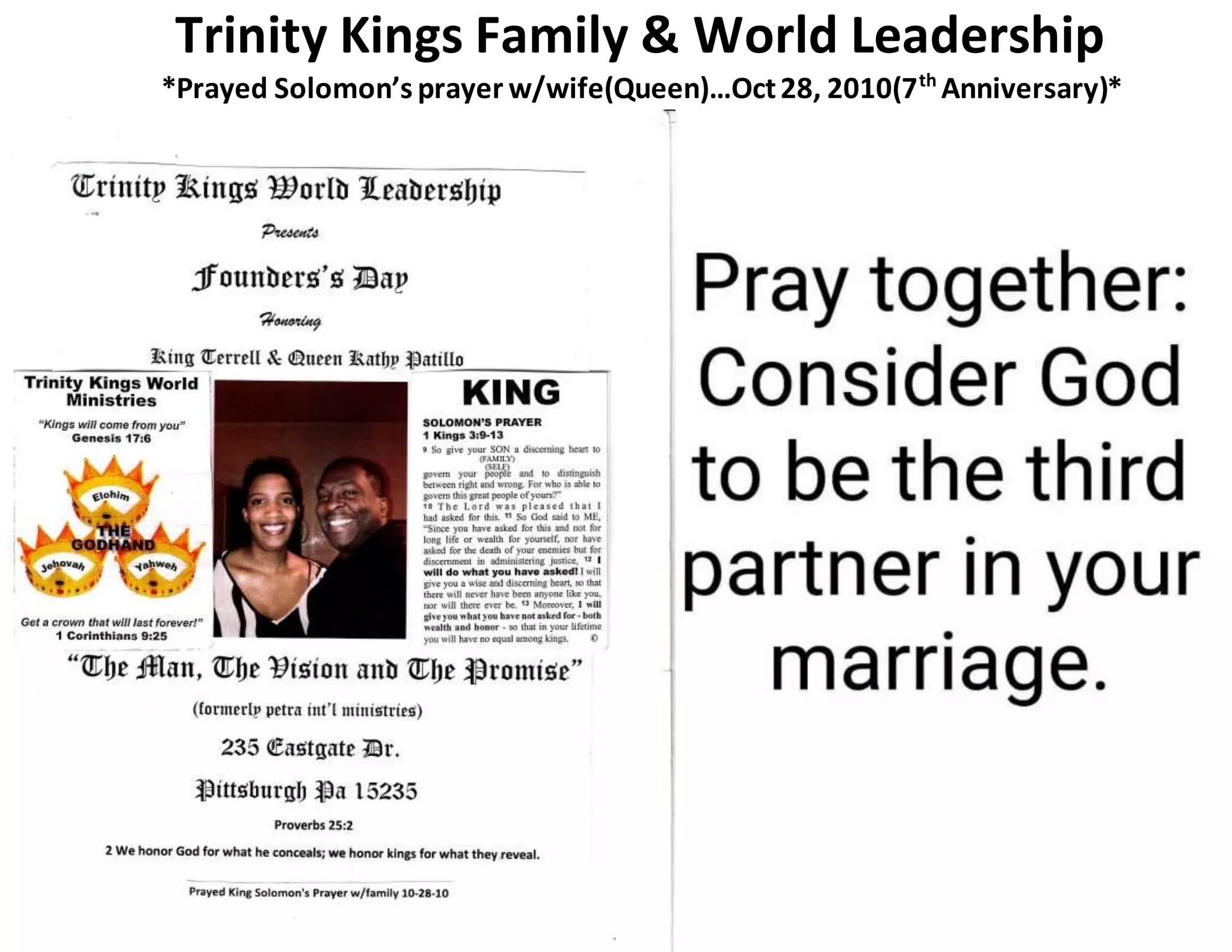 Trinity Kings Family & World Leadership: Praying together: Consider God ...