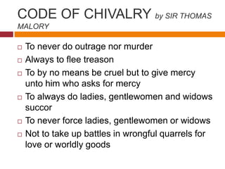 Code Of Chivalry King Arthur