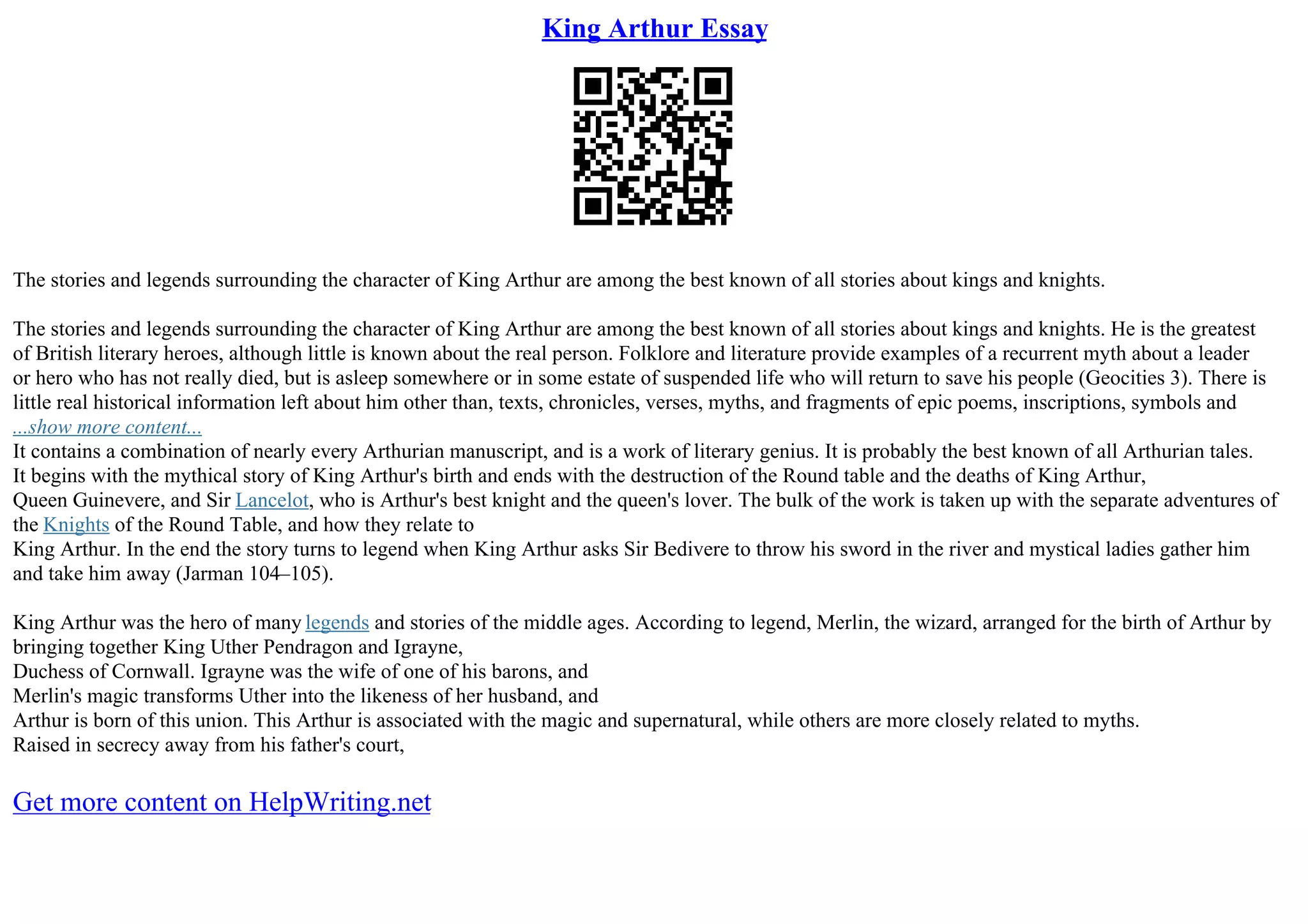 King Arthur Conflict | PDF