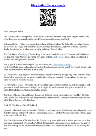 King Arthur Essays | PDF