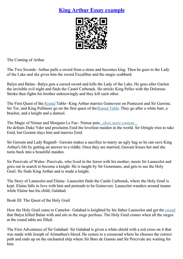 King Arthur Essays | PDF