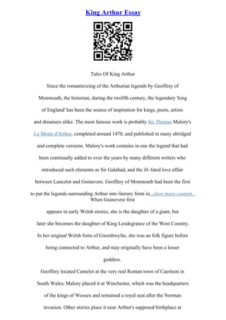 King Arthur Essays | PDF