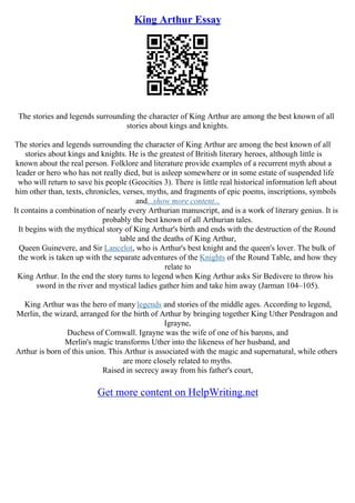 King Arthur Essays | PDF