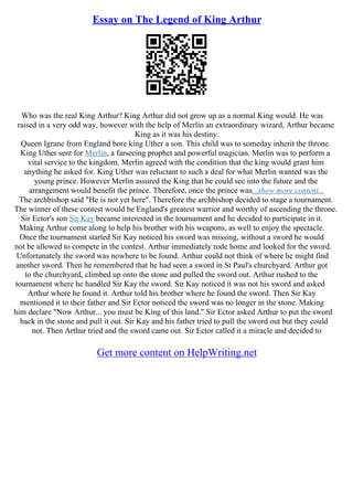 King Arthur Essays | PDF
