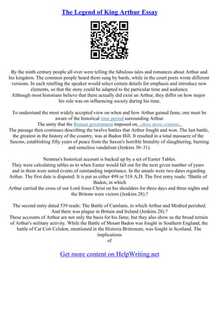 King Arthur Essays | PDF