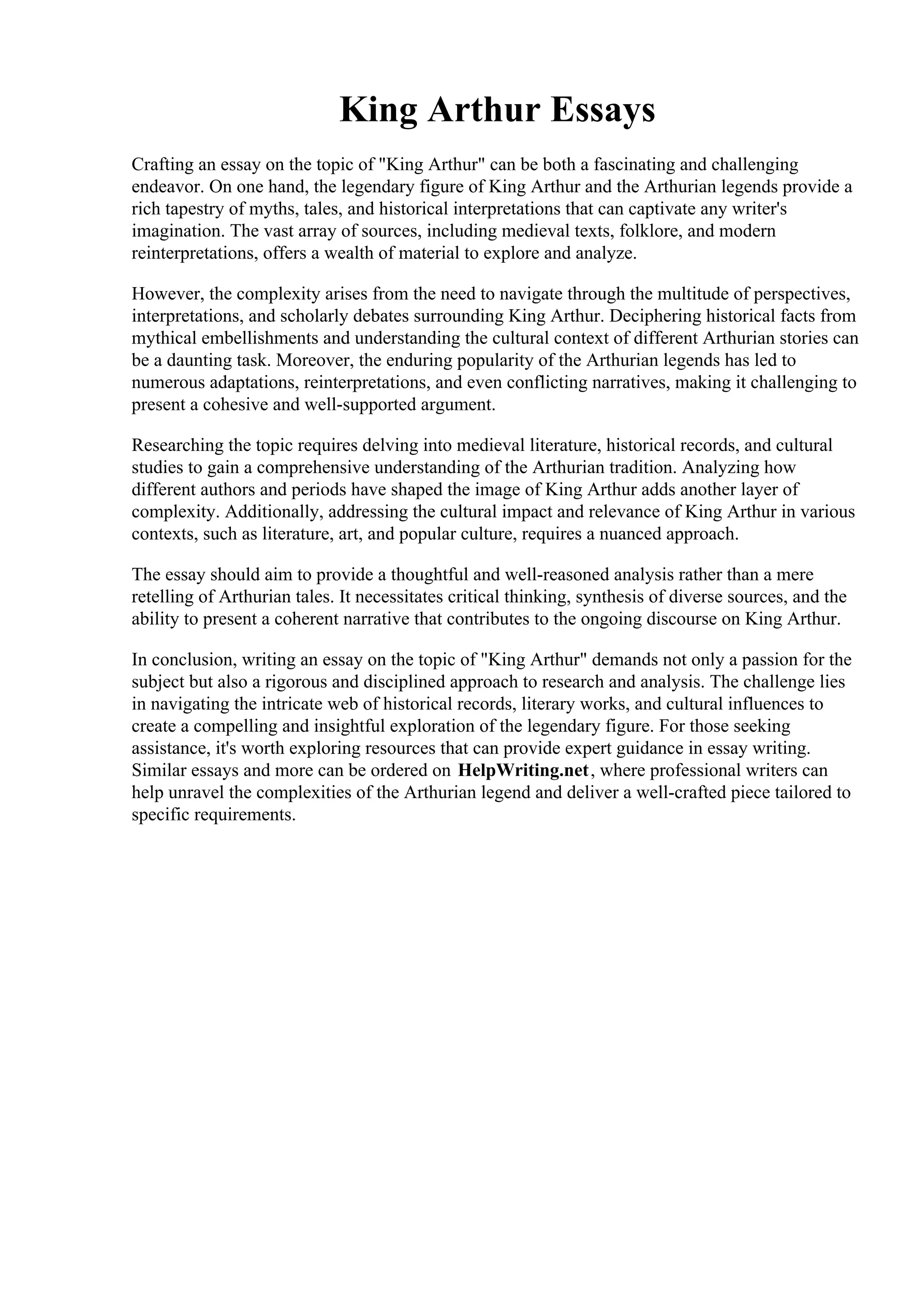 King Arthur Essays. King arthur fact or fiction essay. King Arthur and ...