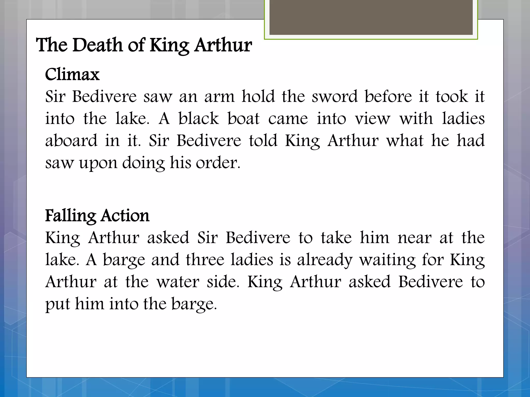 English Literature: King arthur (final analysis) presentation | PPTX