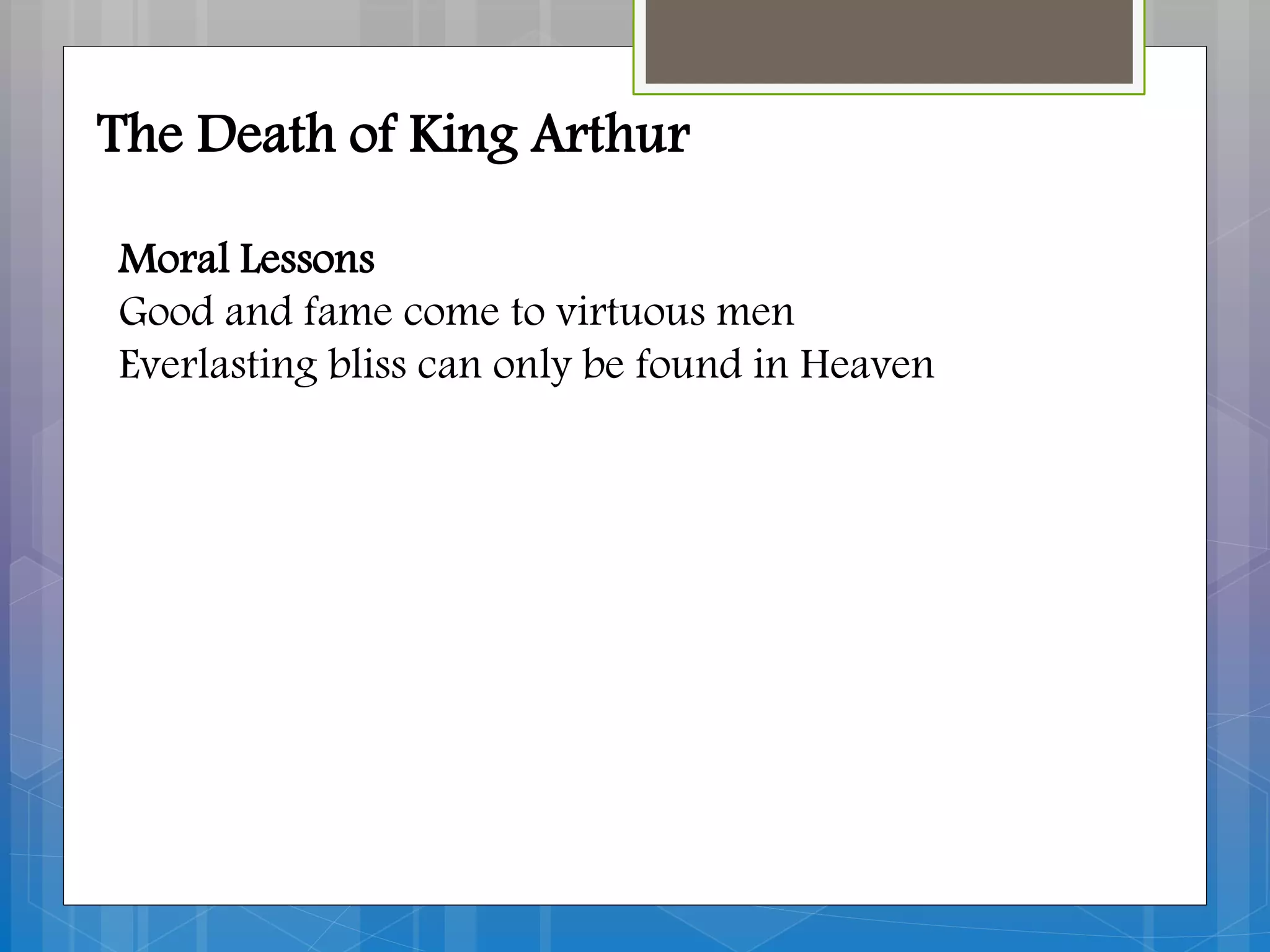 English Literature: King arthur (final analysis) presentation | PPTX