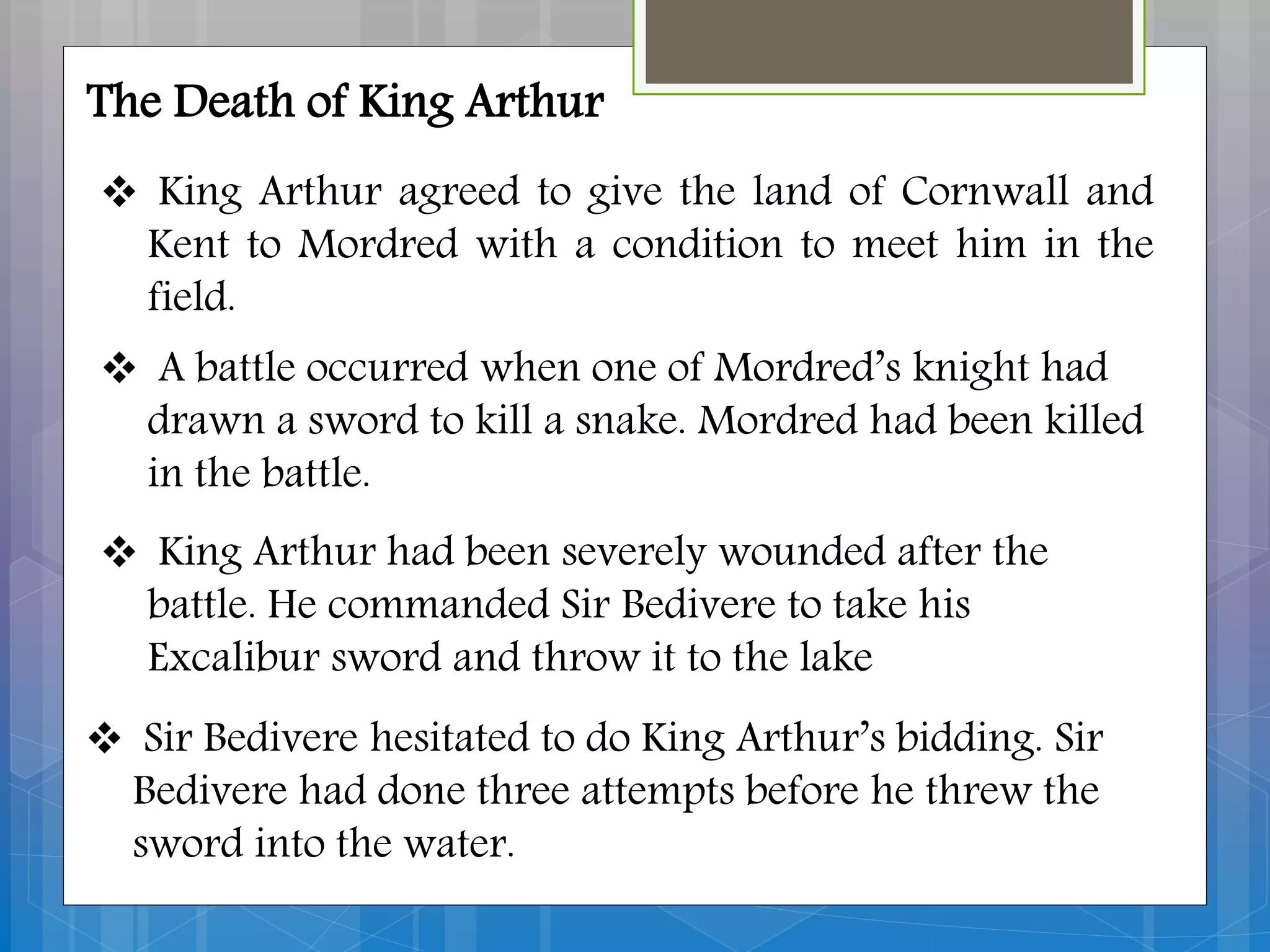 English Literature: King arthur (final analysis) presentation | PPTX