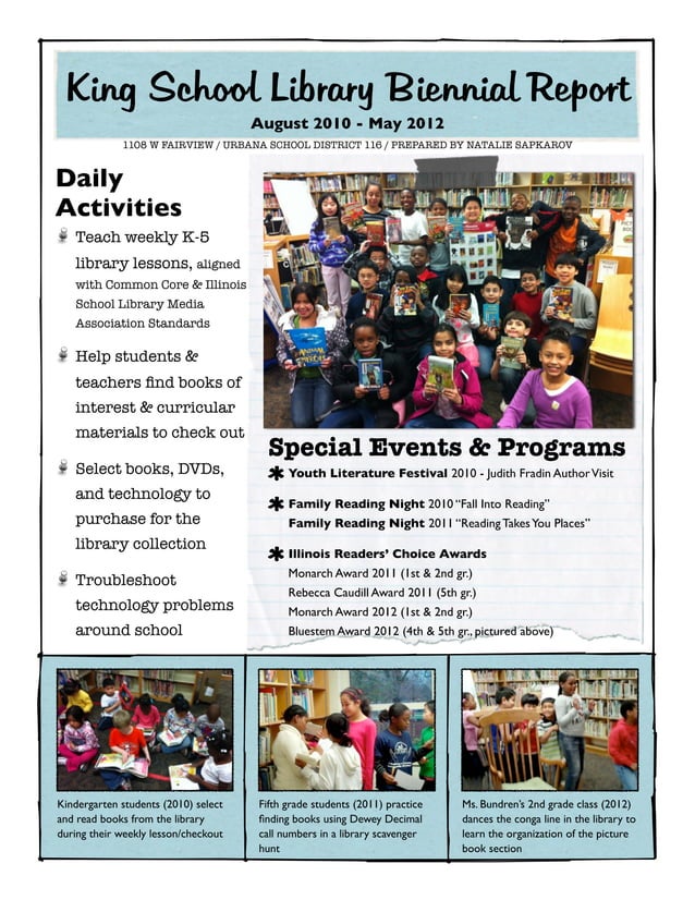 King School Library Biennial Report | PDF