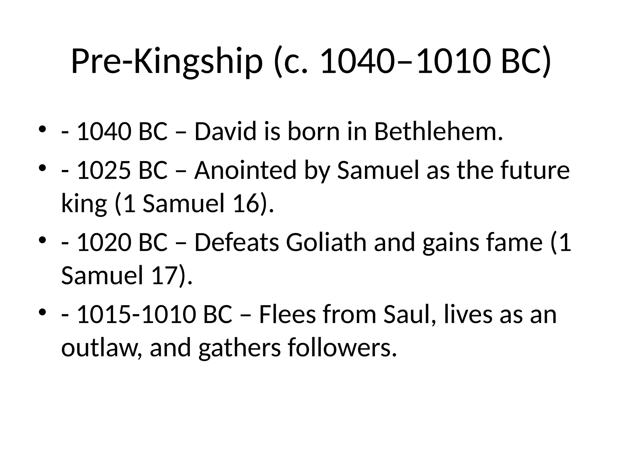 A timeline of the reign of King David of Israel | PPTX