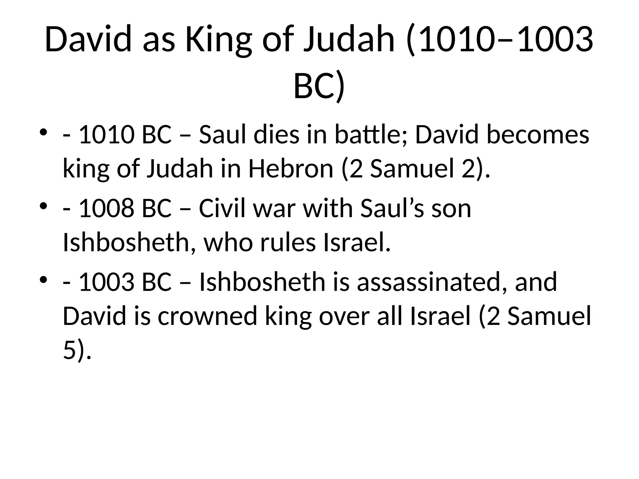 A timeline of the reign of King David of Israel | PPTX