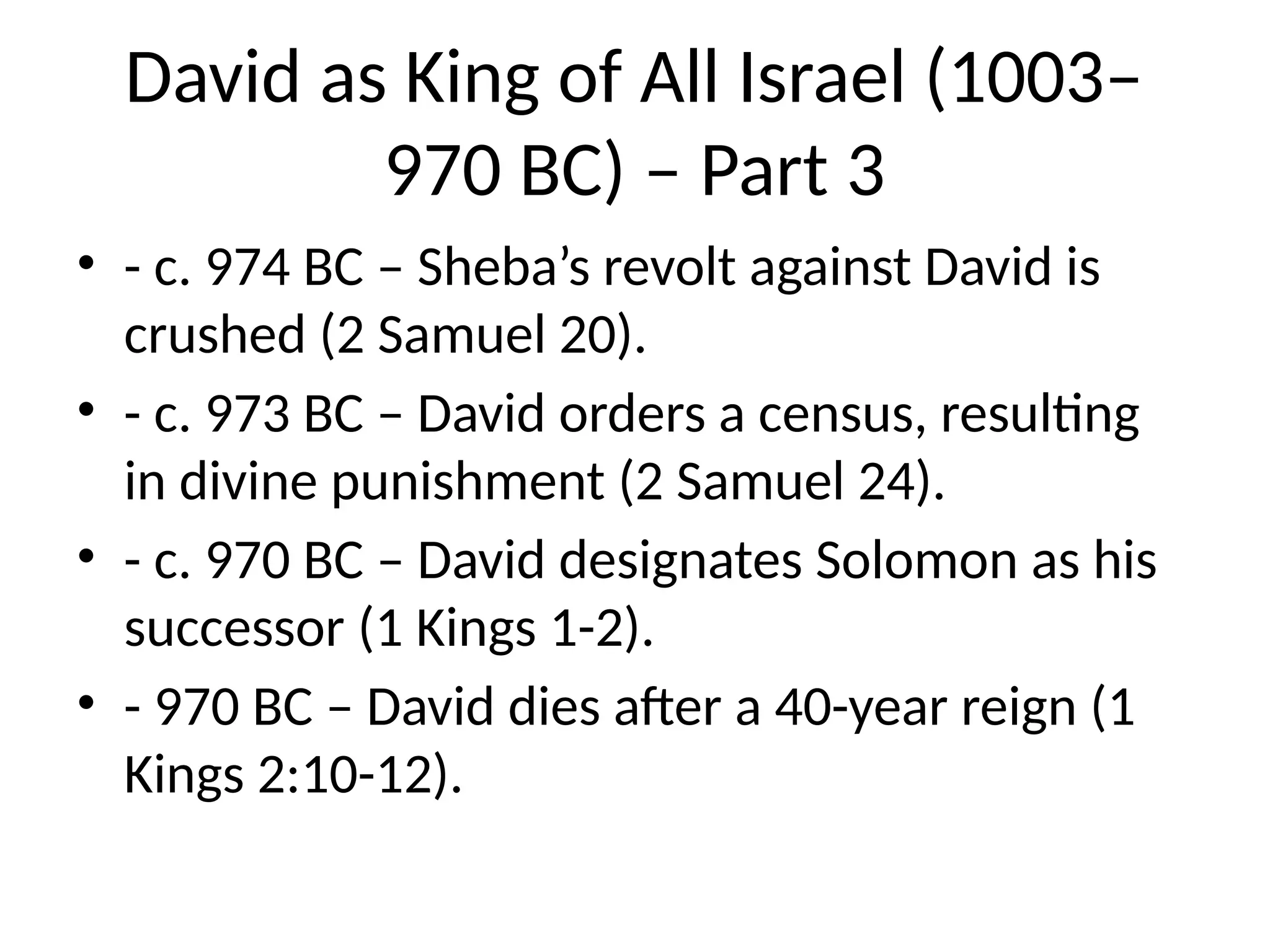 A timeline of the reign of King David of Israel | PPTX
