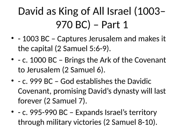 A timeline of the reign of King David of Israel | PPTX