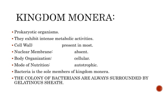 Kingdom Monera and ultrastructure of bacteria | PPT