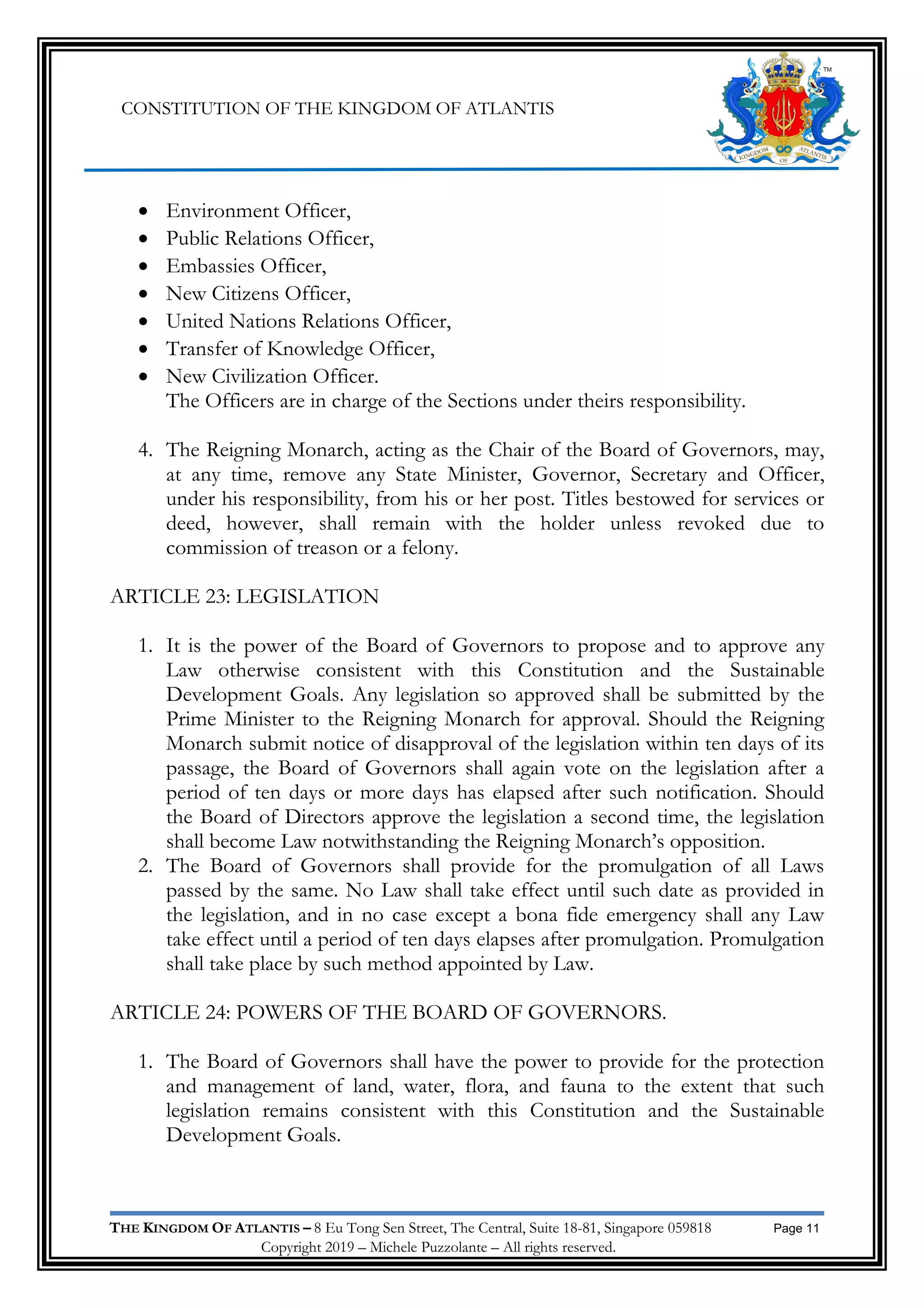 THE KINGDOM OF ATLANTIS CONSTITUTION | PDF