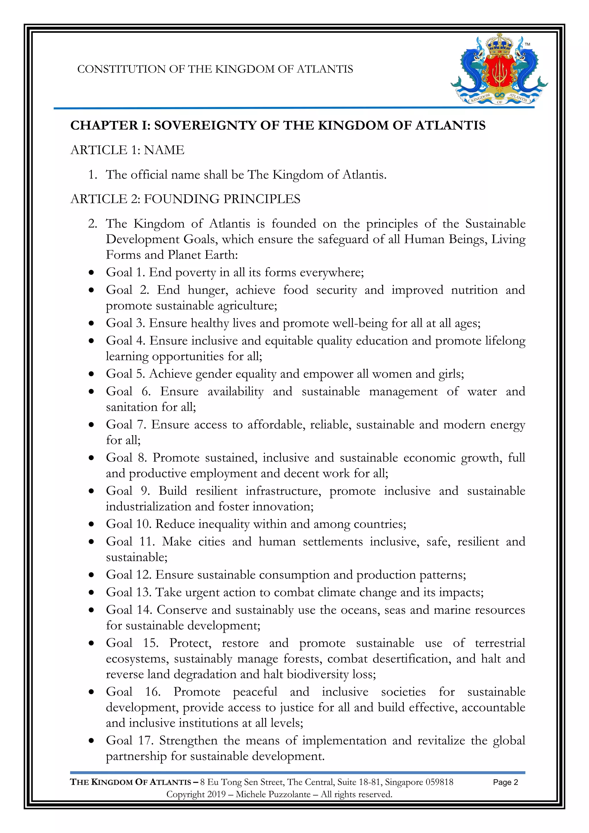 THE KINGDOM OF ATLANTIS CONSTITUTION | PDF