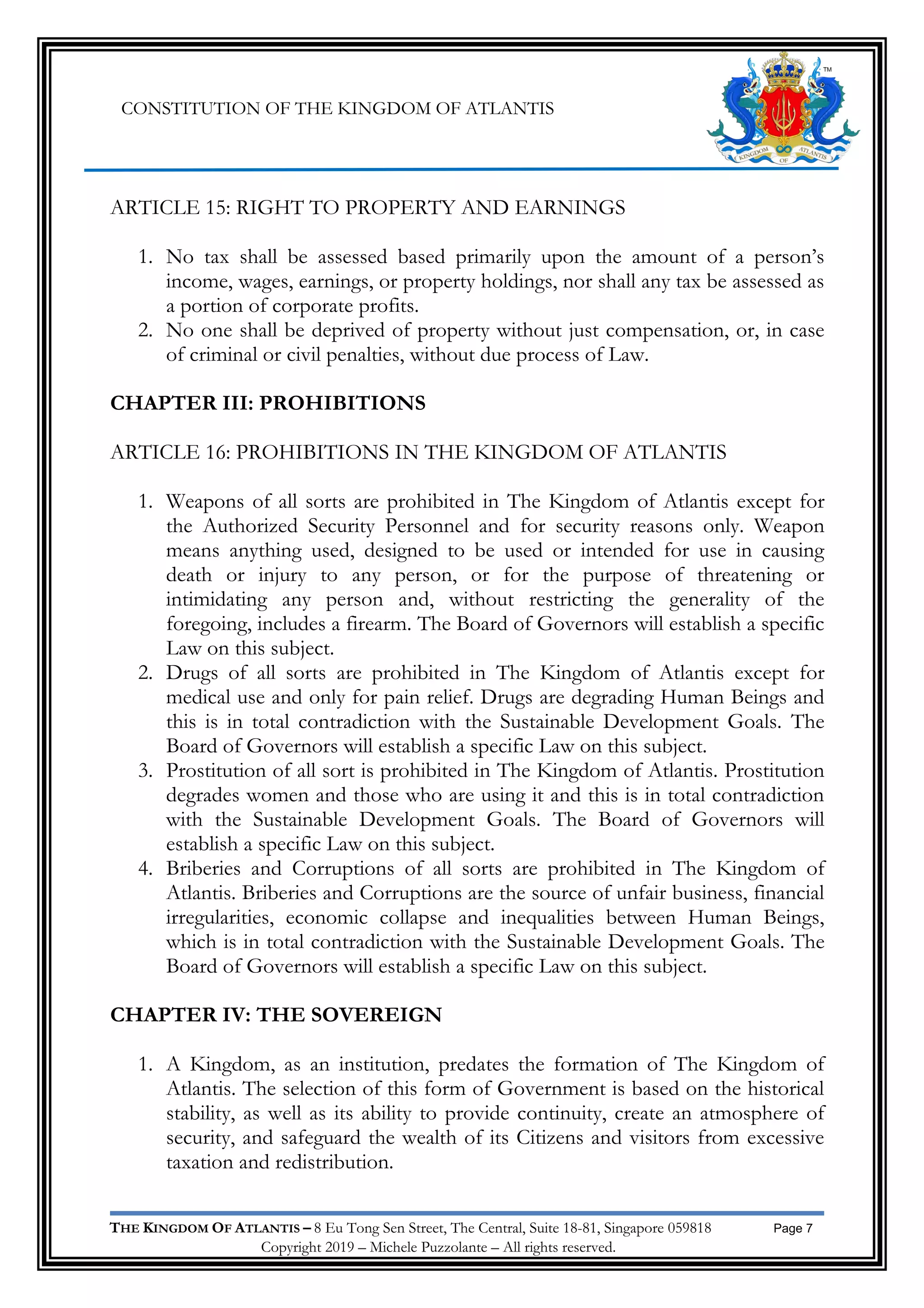 THE KINGDOM OF ATLANTIS CONSTITUTION | PDF