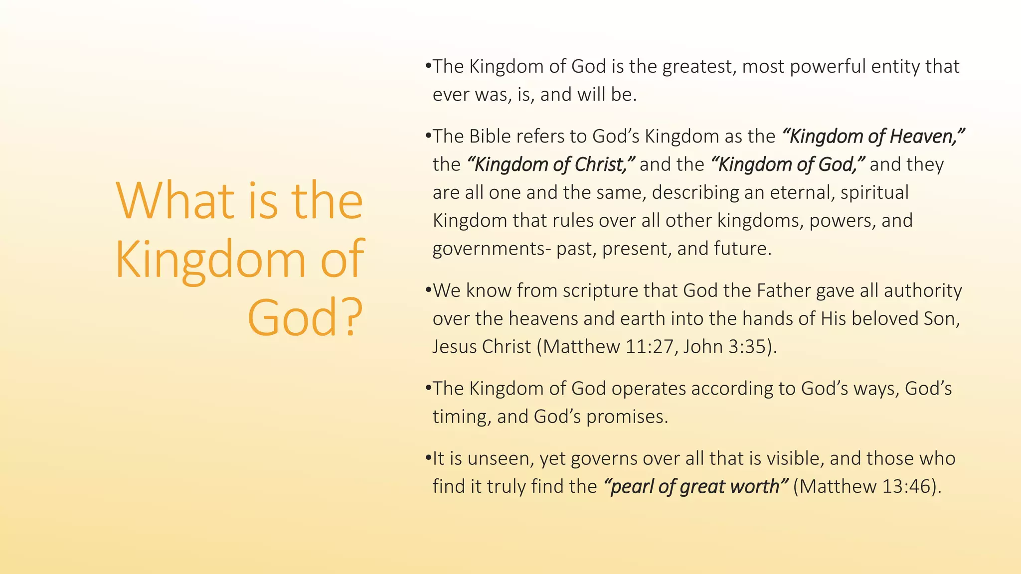 Life in the Kingdom of God - United Faith Church Articles | PPTX