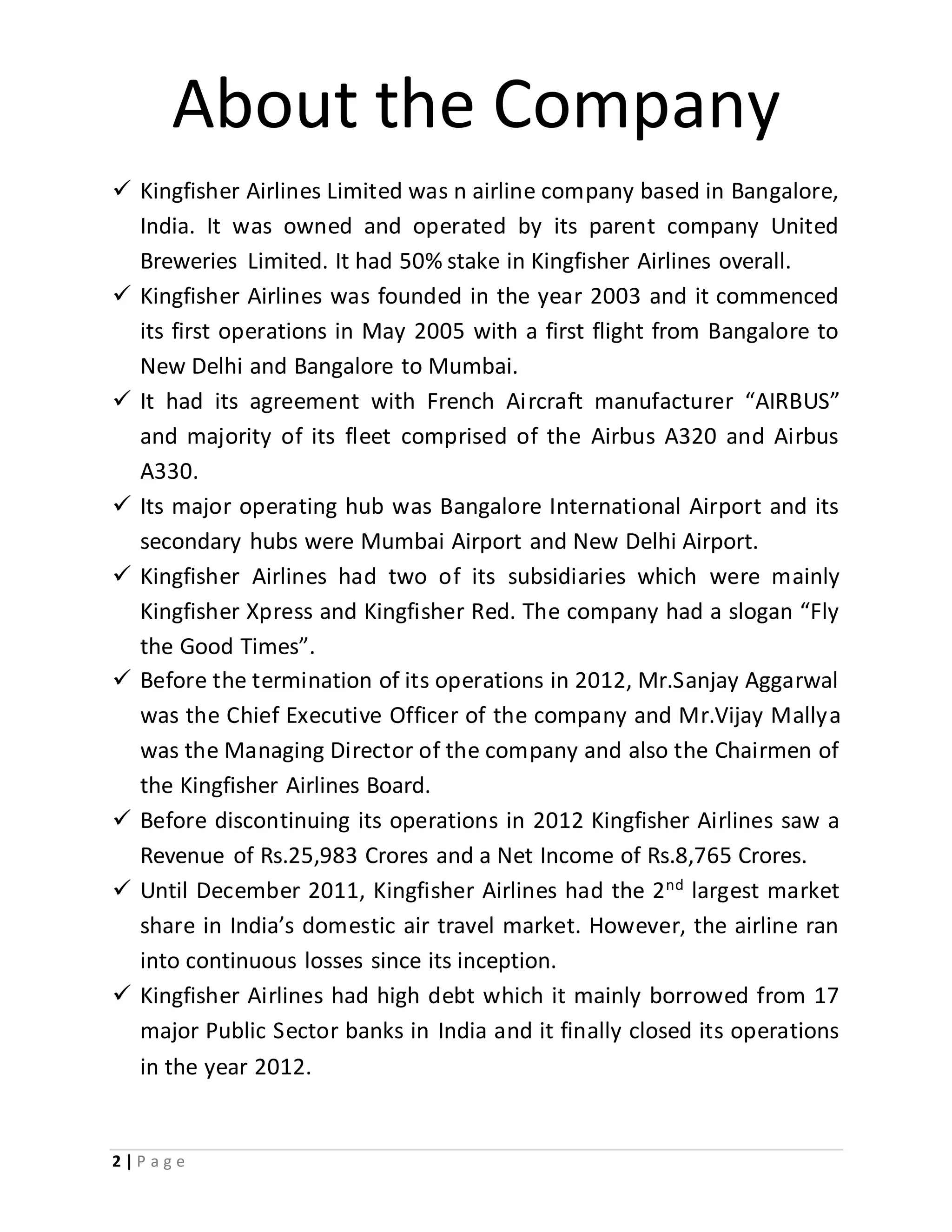 Kingfisher Airlines Case Study | DOCX