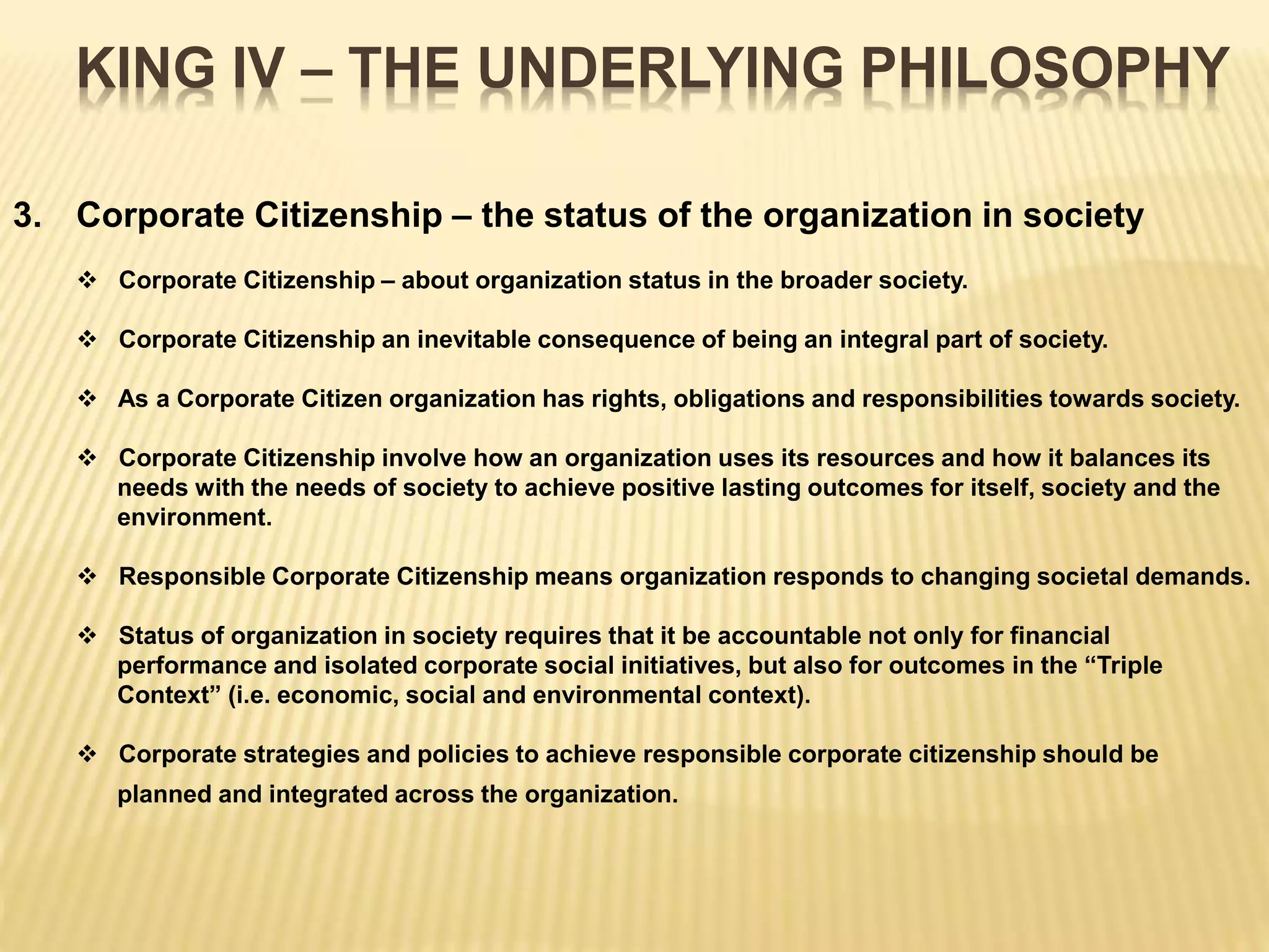 KING IV Report On Corporate Governance In South Africa Part I | PPTX