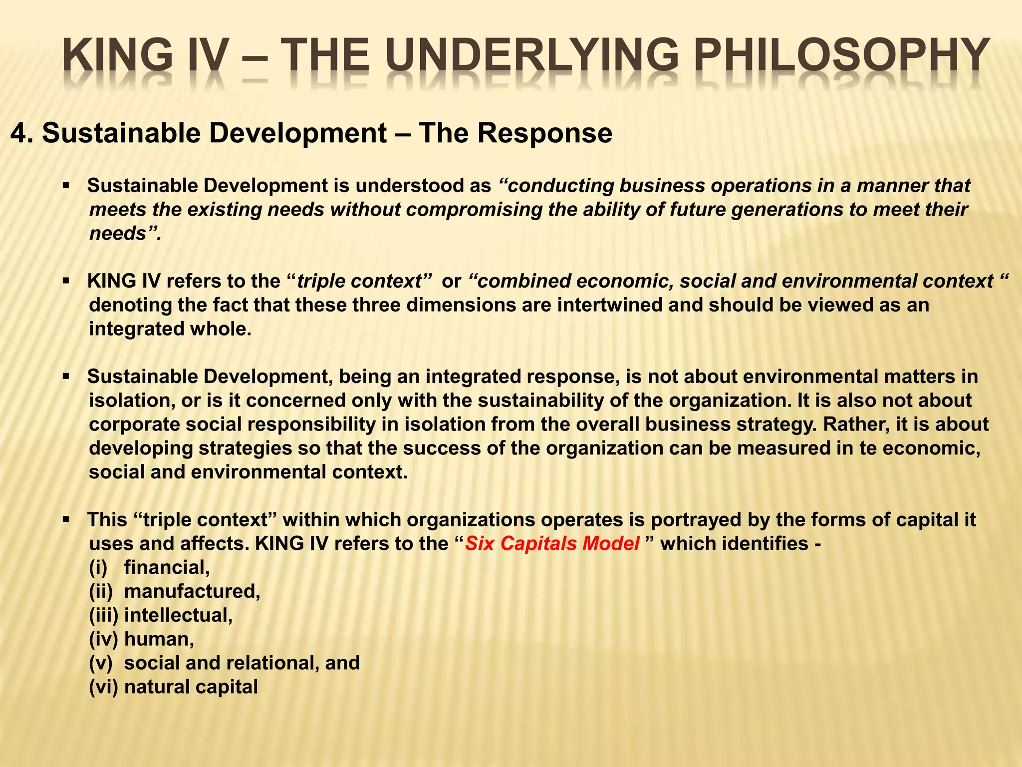 KING IV Report On Corporate Governance In South Africa Part I | PPTX