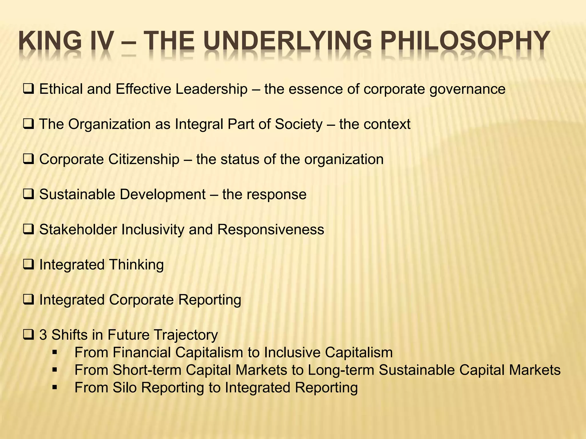 KING IV Report On Corporate Governance In South Africa Part I | PPTX