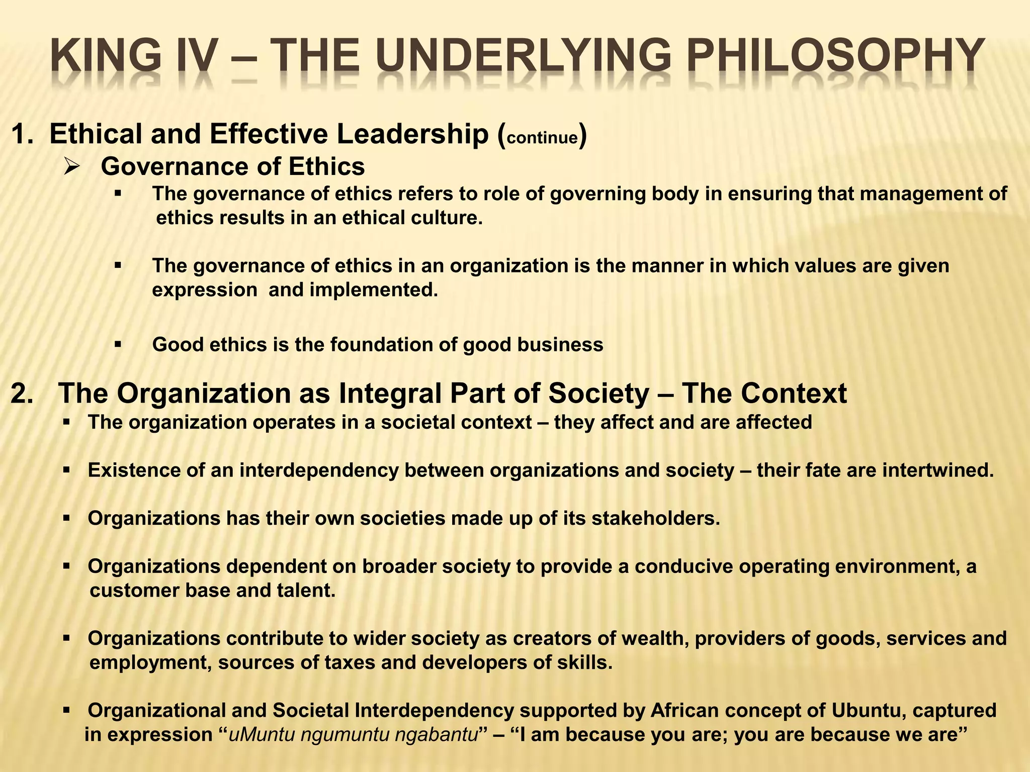 KING IV Report On Corporate Governance In South Africa Part I | PPTX